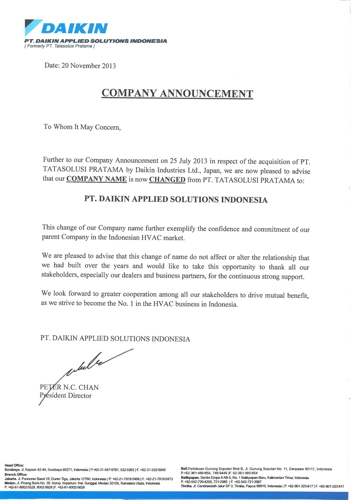 Change Company Name Letter Name Change Notification Letter Free